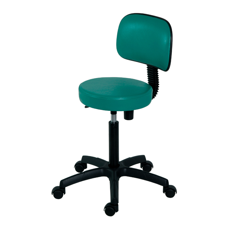 Sanitary stool with wheels and backrest